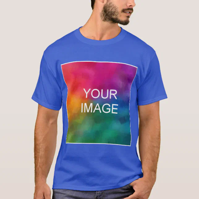 Deep Royal Blue Custom Add Image Logo Photo T-Shirt | Zazzle