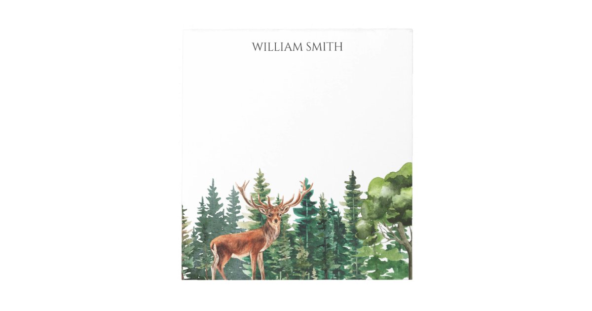 Deer Woodland Personalised Notepad | Zazzle