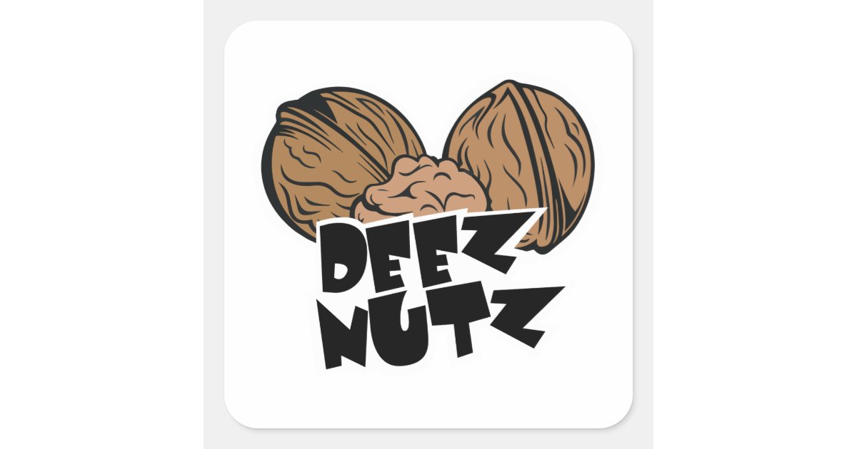 Deez Nutz Funny Illustration Square Sticker | Zazzle