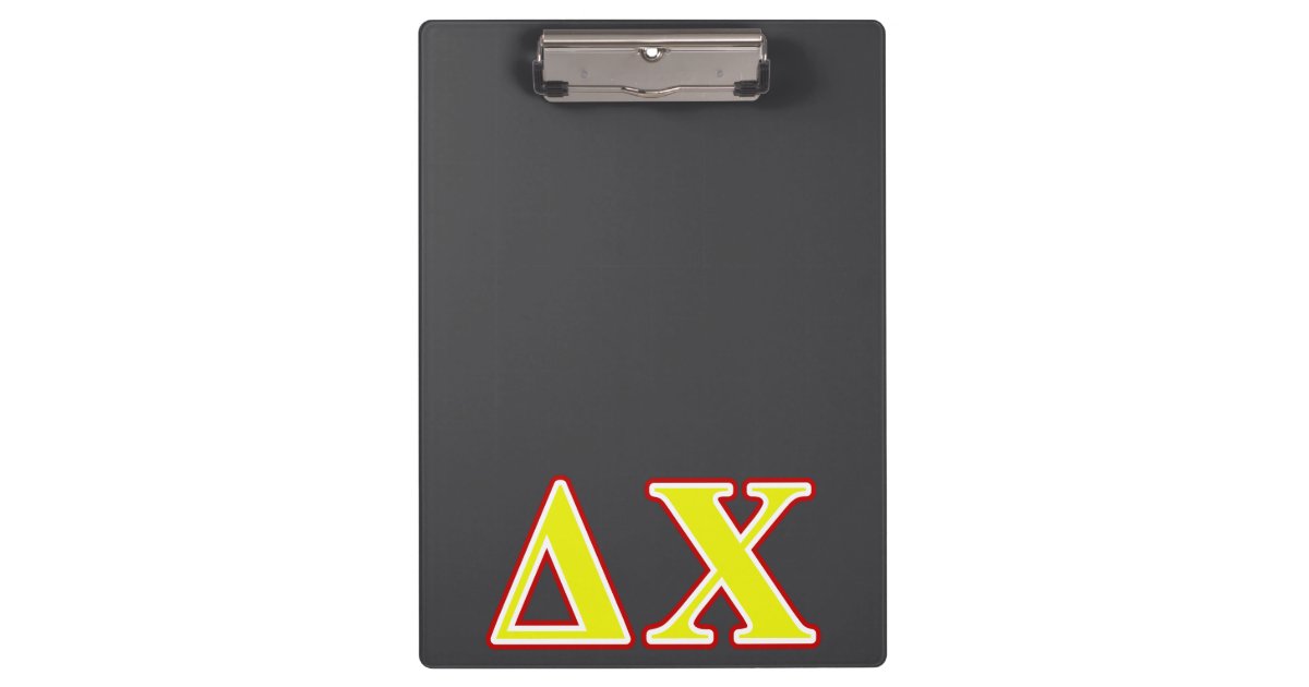 Delta Chi Red and Yellow Letters Clipboard | Zazzle