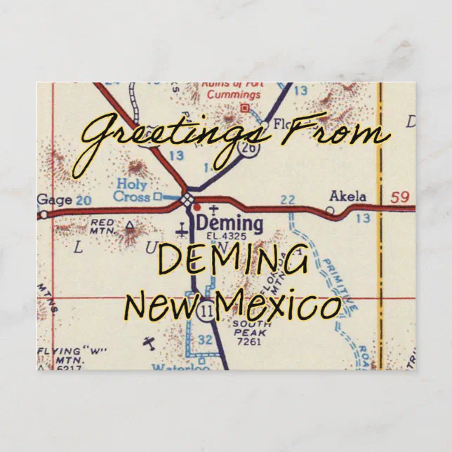 Deming NM Vintage Map Postcard | Zazzle
