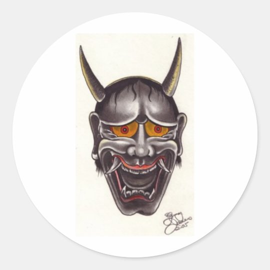 Demon Face Classic Round Sticker | Zazzle.co.uk