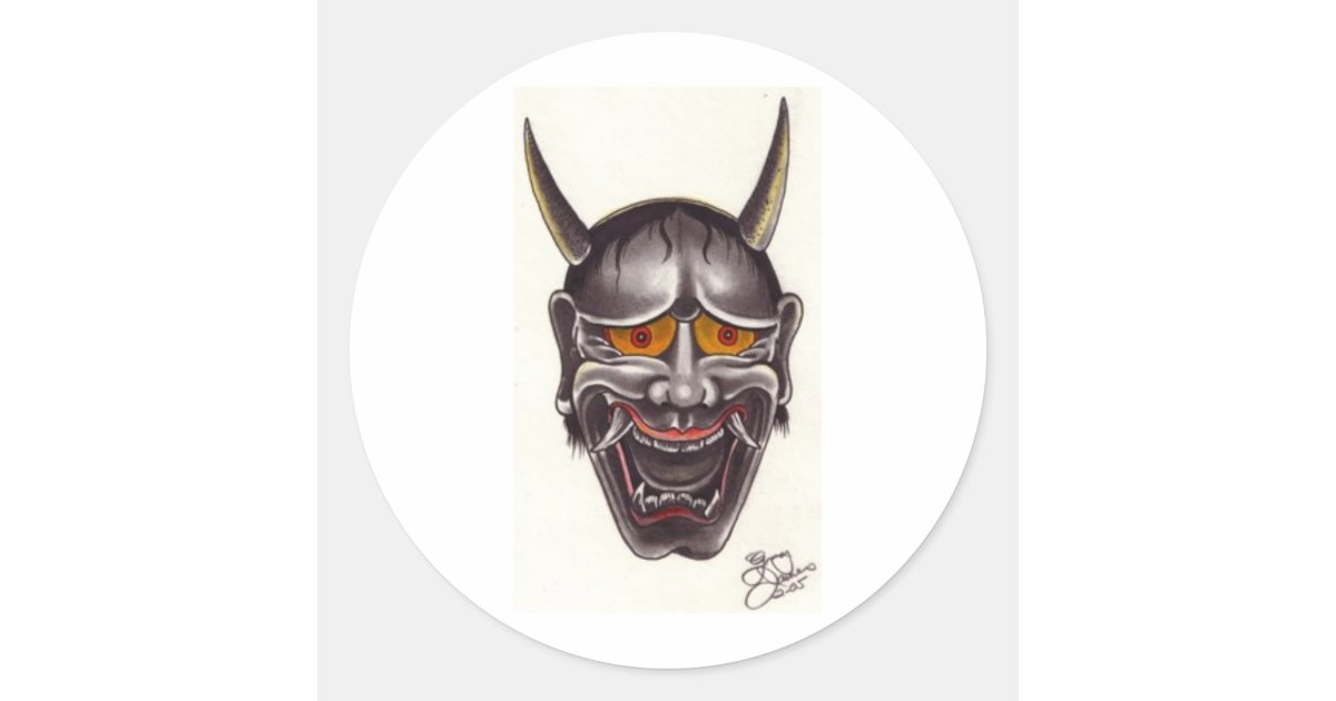 Demon Face Classic Round Sticker | Zazzle