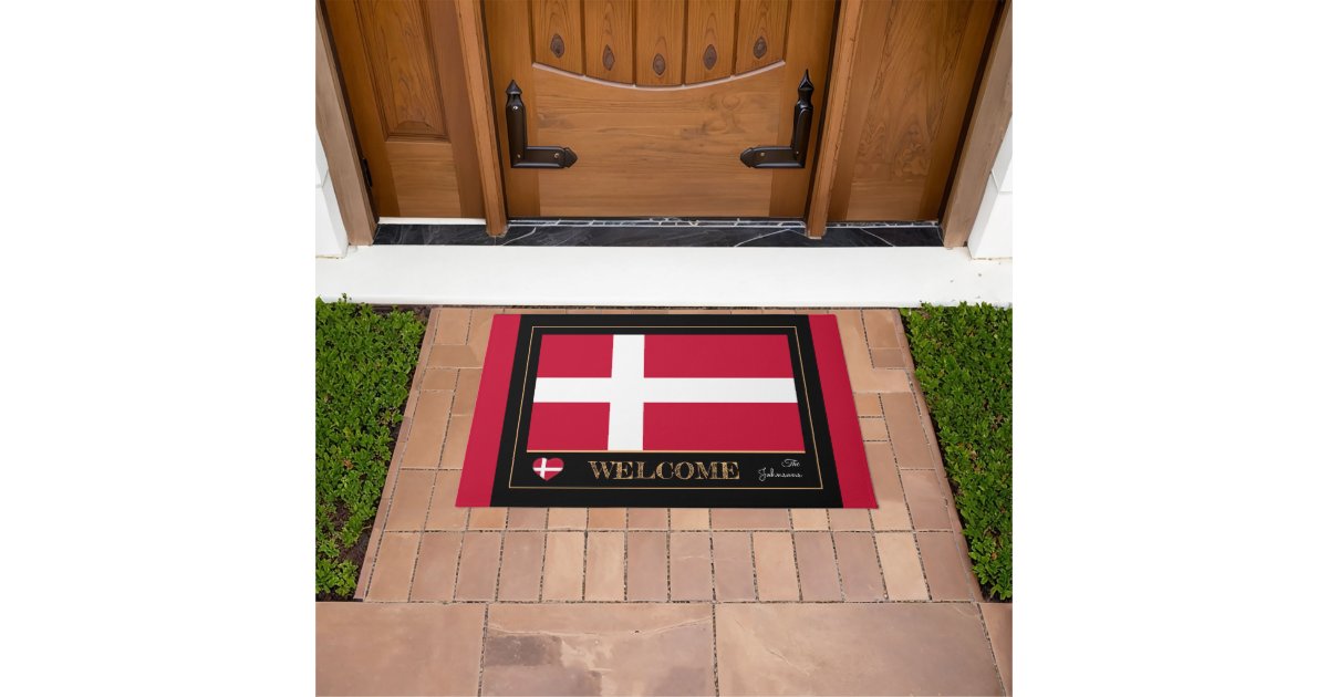 Denmark & Danish Flag house mats/sports Welcome Doormat | Zazzle