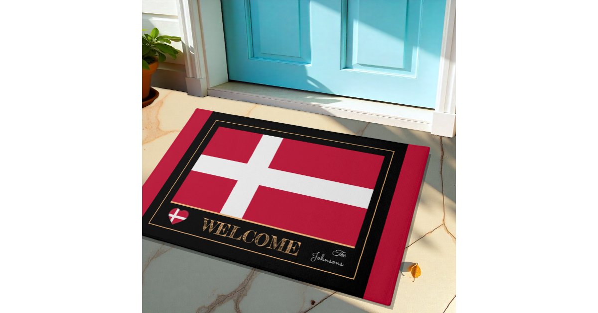Denmark & Danish Flag house mats/sports Welcome Doormat | Zazzle
