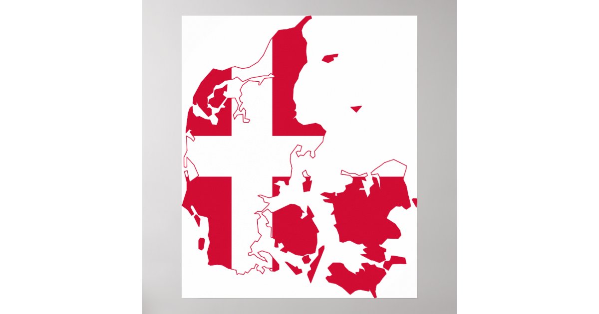 Denmark Flag Map Poster | Zazzle