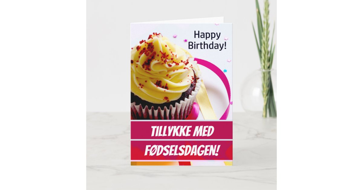 Denmark Happy Birthday Wish in Danish Birthday Card | Zazzle