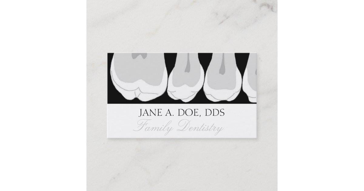 Dentist Office Dental Teeth X-Ray Silver Script Business Card | Zazzle