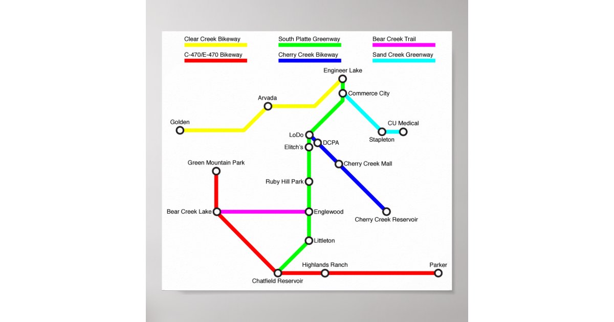 Denver Bike Map Poster | Zazzle