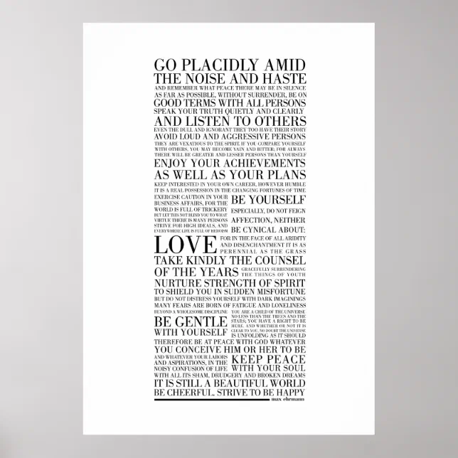 Desiderata by Max Ehrmann poster | Zazzle