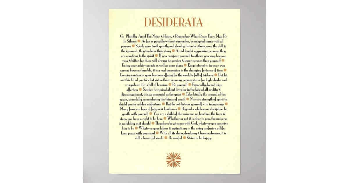 DESIDERATA POSTER | Zazzle