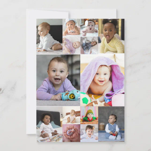 Design Your Own 14 Photo Collage Thank You Card | Zazzle