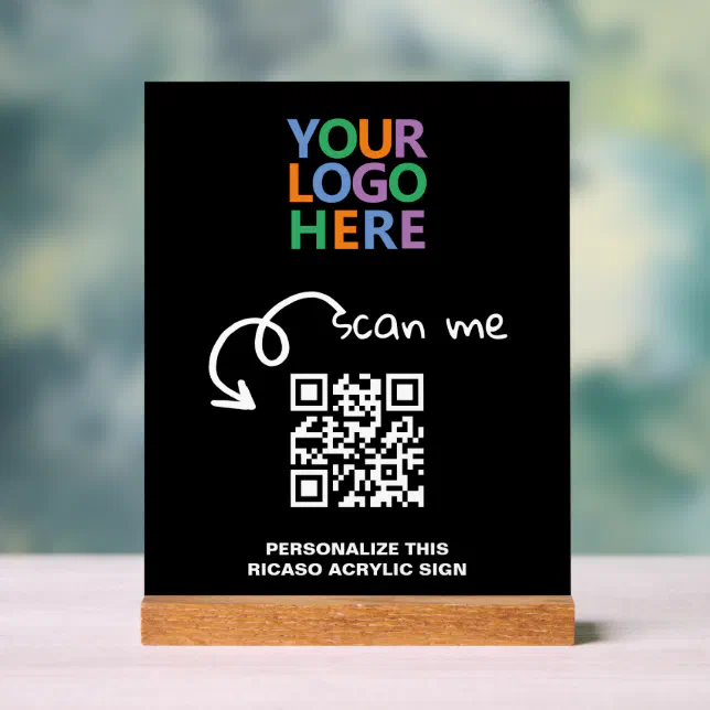 Design Your Own Custom Personalised Logo QR Code Acrylic Sign | Zazzle
