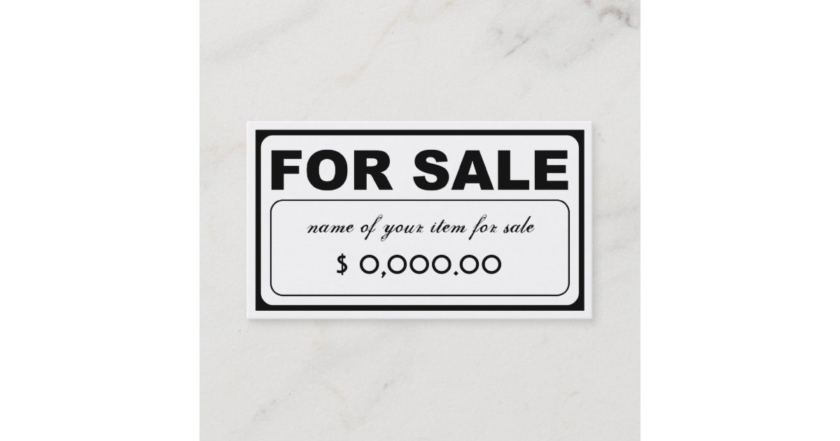 design your own FOR SALE sign (with QR code) Business Card | Zazzle