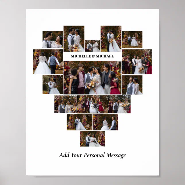 Design Your Own Love Heart Shaped Photo Collage Poster | Zazzle