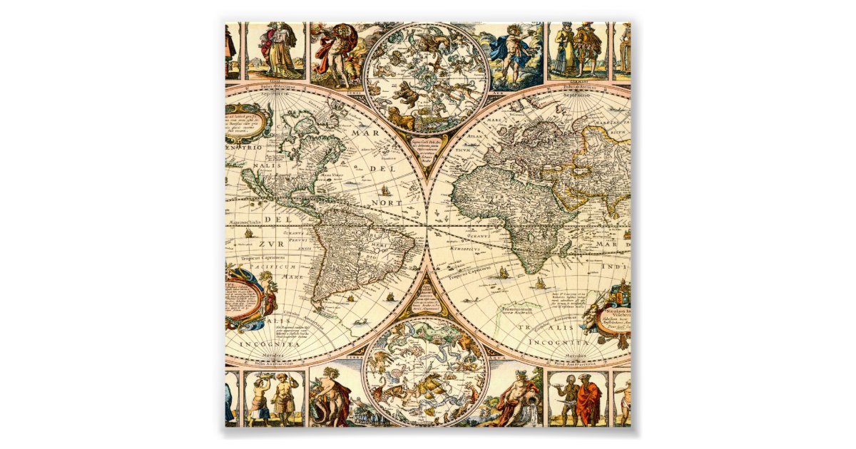 Detailed Historic Map Photo Print | Zazzle