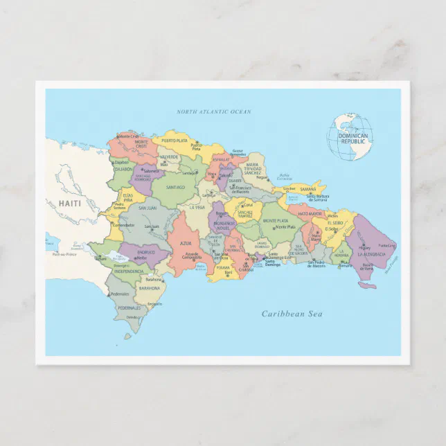 Detailed map of Dominican Republic Postcard | Zazzle