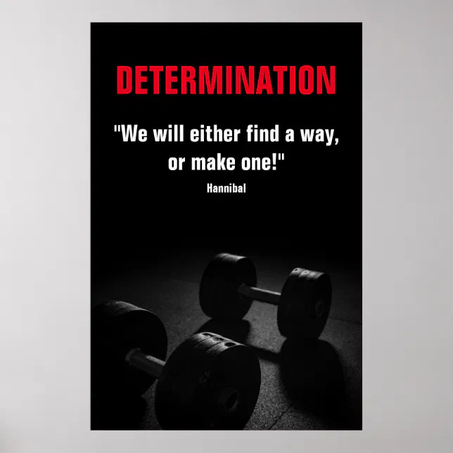 Determination Bodybuilding Fitness Motivational Poster | Zazzle
