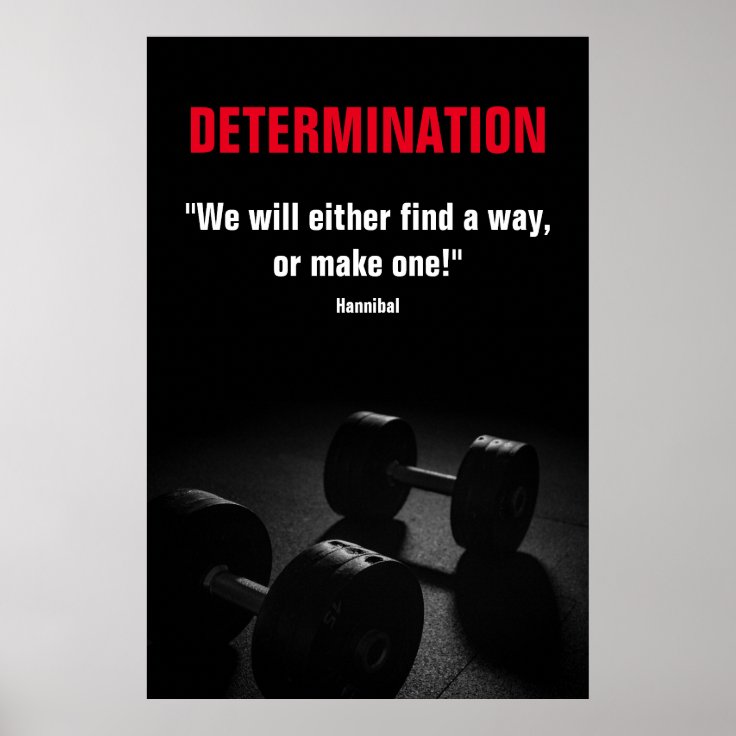 Determination Bodybuilding Fitness Motivational Poster | Zazzle