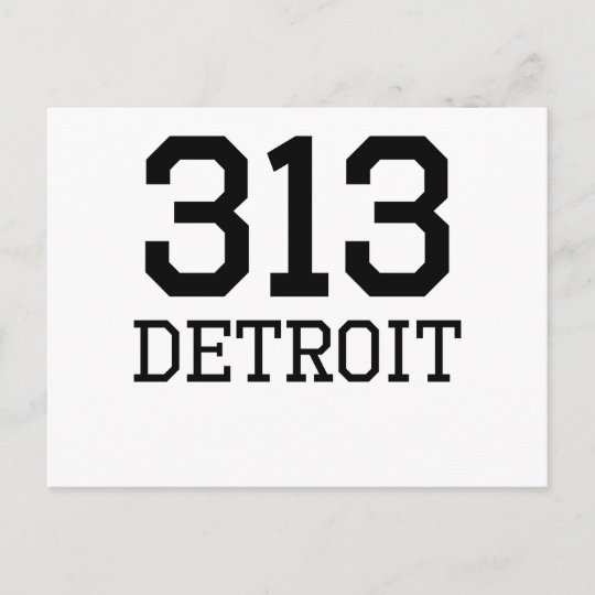 Detroit Area Code 313 Postcard | Zazzle.co.uk