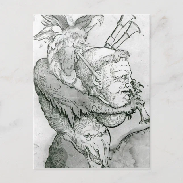 Devil Playing Man's Head as a Saxophone, 1144 Postcard | Zazzle