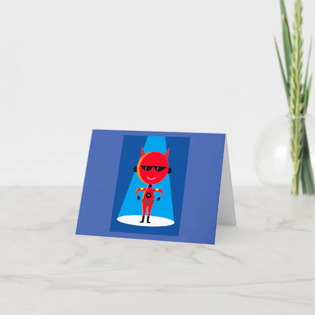 Devil Superhero Character Bold Red and Blue Thank You Card | Zazzle