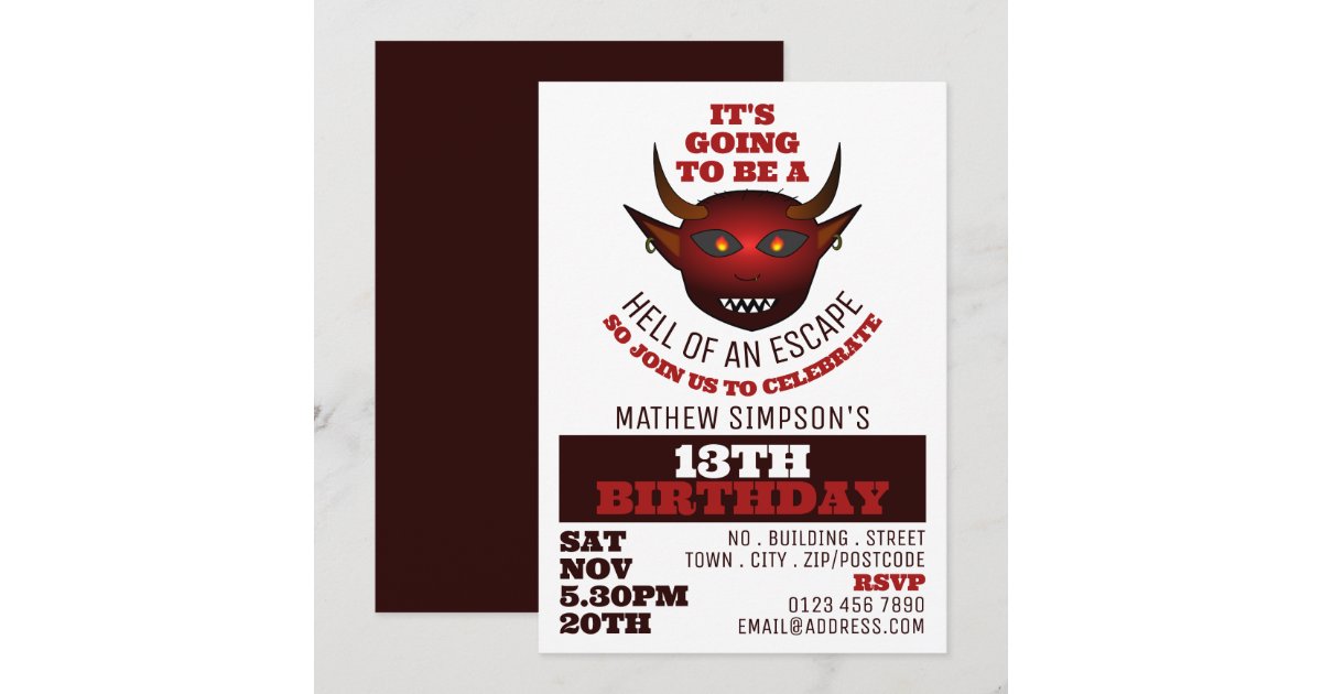 Devil's Hell Theme, Escape Room Birthday Party Invitation | Zazzle