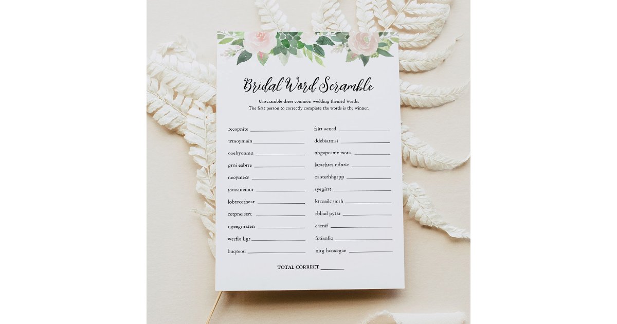 DEVON Word Scramble Bridal Shower Game Card | Zazzle