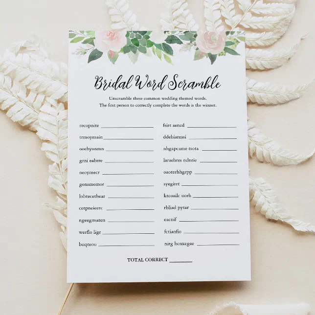 DEVON Word Scramble Bridal Shower Game Card | Zazzle