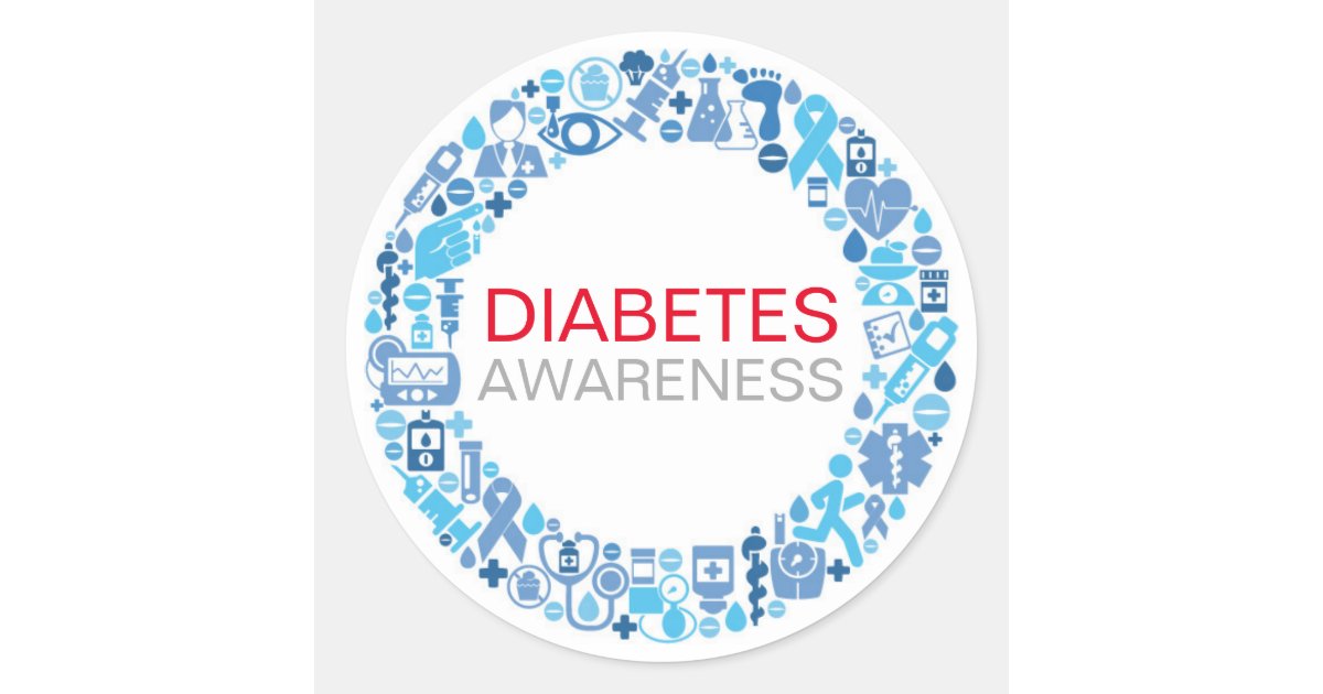 Diabetes Awareness Blue Circle Sticker | Zazzle