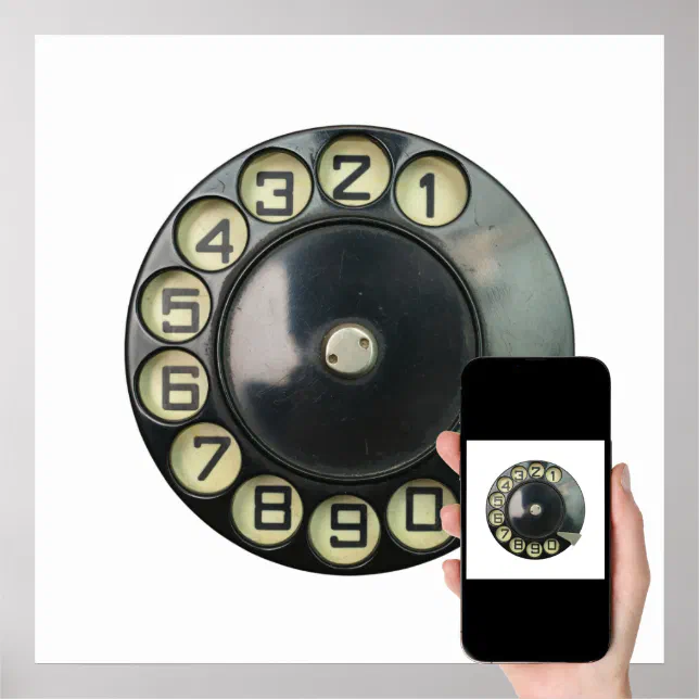 dial disc vintage retro phone number disc rotary poster | Zazzle