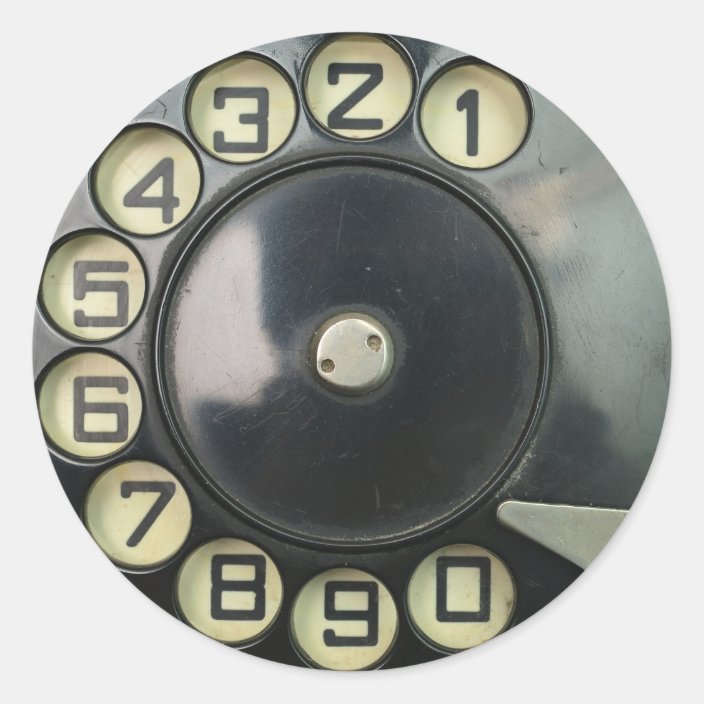 dial disk vintage retro phone number disc rotary classic round sticker ...