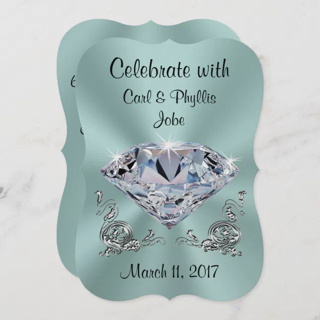 Diamond Anniversary Invitations, Your COLORS, TEXT Invitation | Zazzle