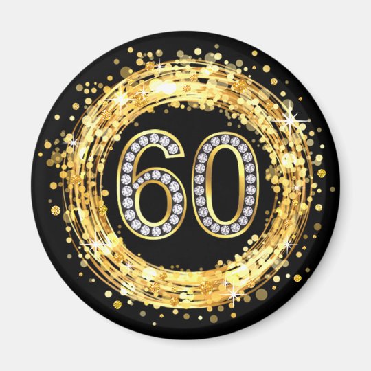 Diamond Bling Number 60 Glitter Confetti | gold Magnet | Zazzle.co.uk