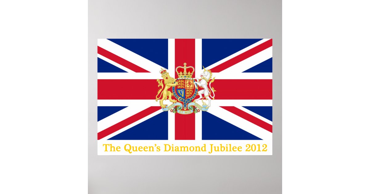 Diamond Jubilee Union Flag and Royal Crest Poster | Zazzle