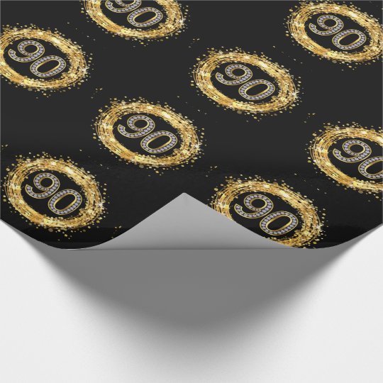 Diamond Number 90 Glitter Bling Confetti | gold Wrapping Paper | Zazzle ...