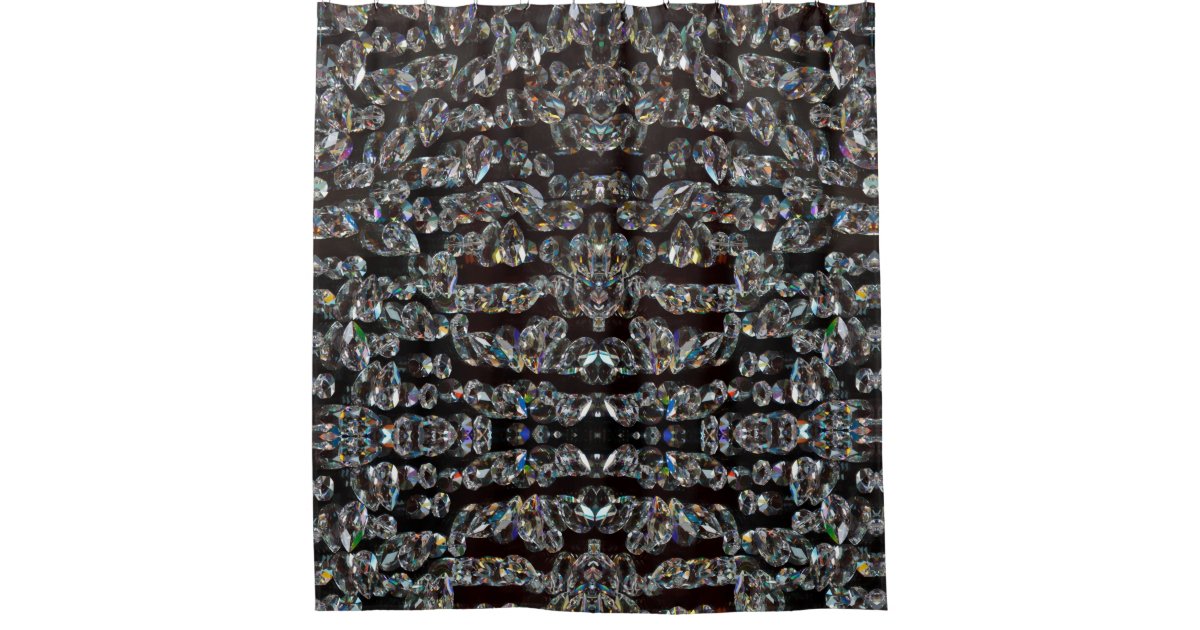 Diamond sparkly pattern elegant silver and black shower curtain | Zazzle