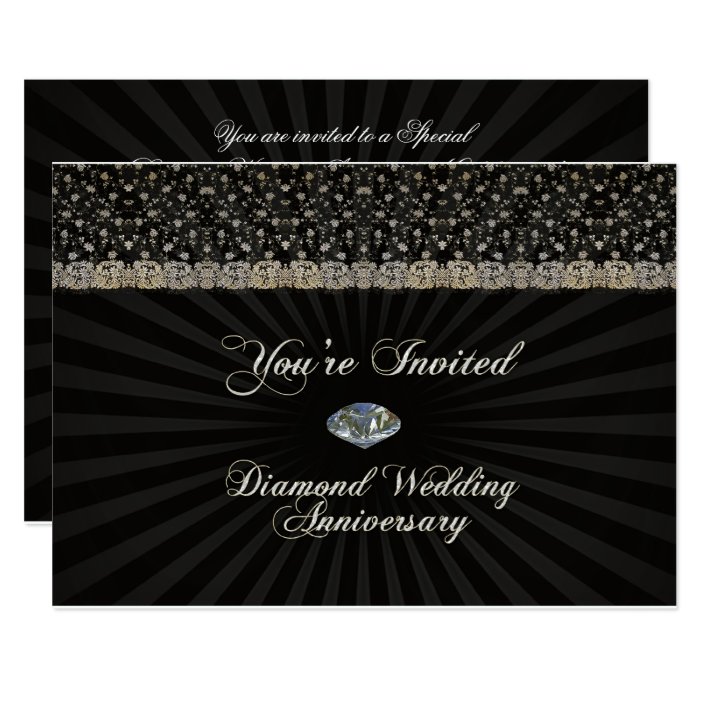 Diamond Wedding Anniversary Invitation Card | Zazzle.co.uk