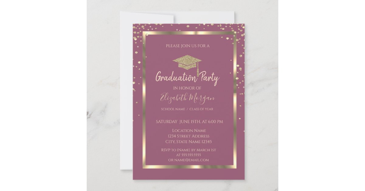 Diamonds Gold Graduation Cap Frame Graduation Invitation | Zazzle