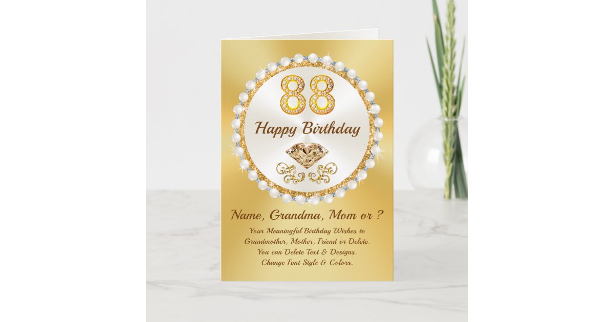 Diamonds Pearls, Personalised, 88th Birthday Card | Zazzle