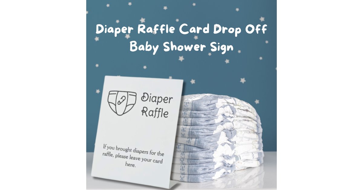 Diaper Raffle Card Drop Off Baby Shower Sign | Zazzle