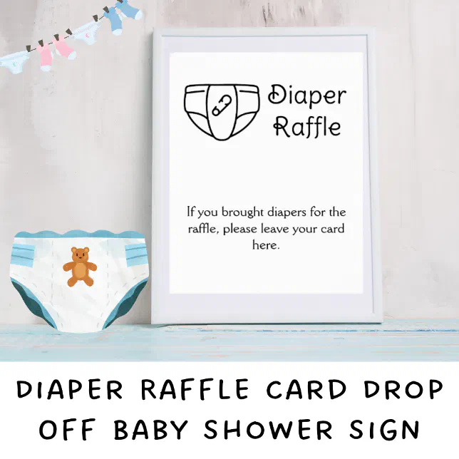 Diaper Raffle Card Drop Off Baby Shower Sign | Zazzle