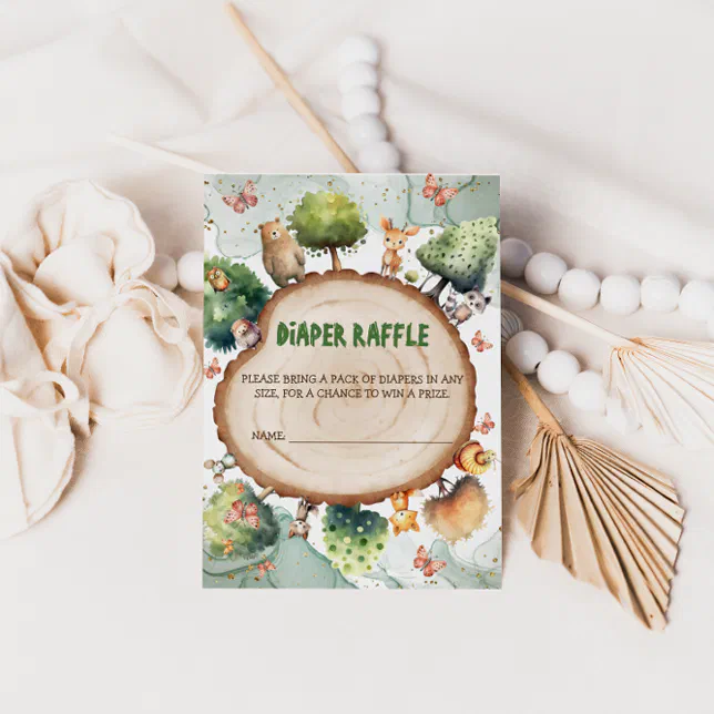 Diaper raffle Watercolor animals Baby Shower Enclosure Card | Zazzle