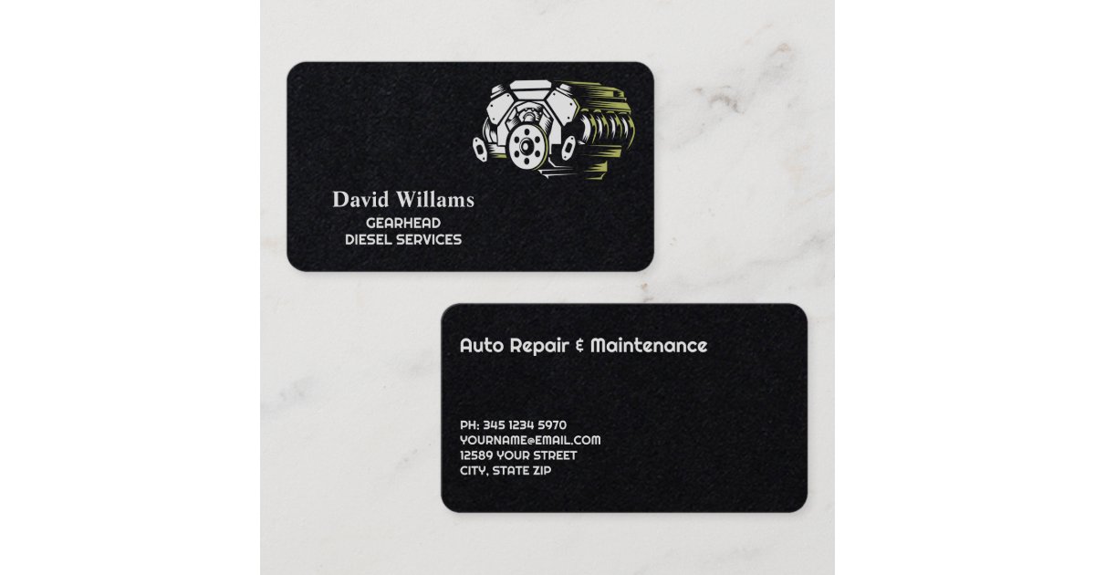 Diesel Repairs Mechanic Premium Business Card | Zazzle