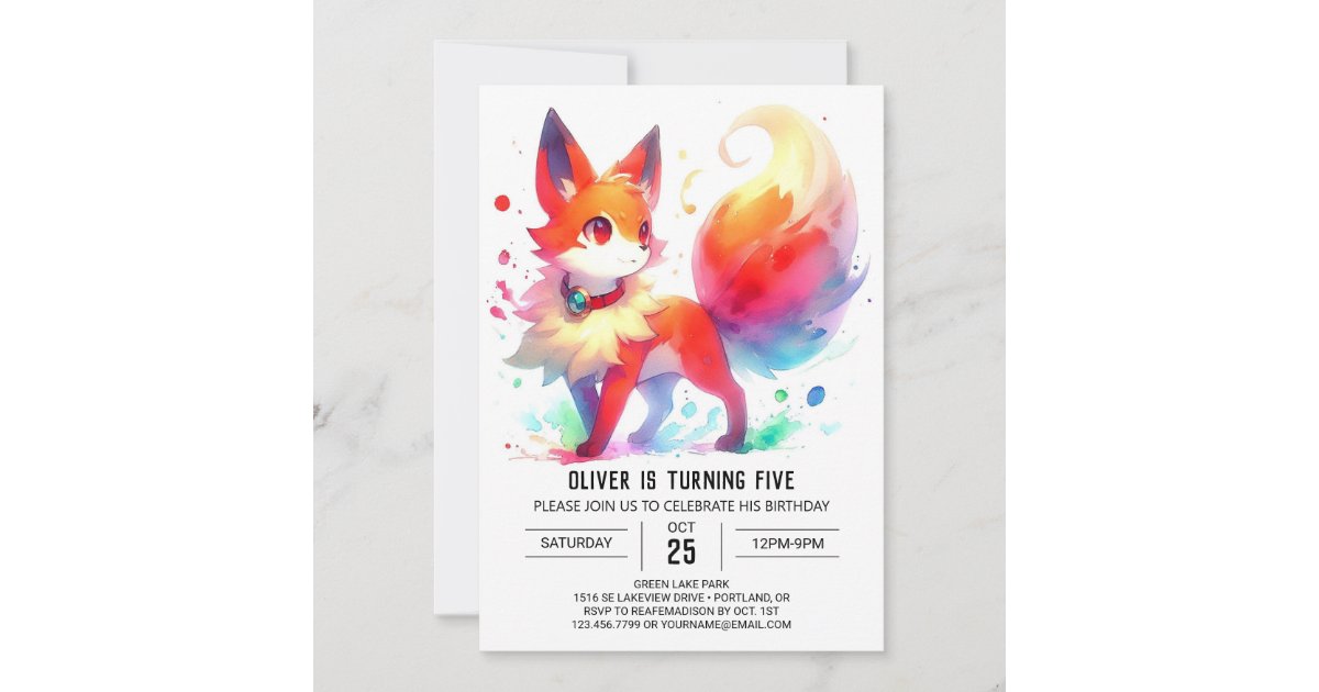 Digital Whimsical Fox Birthday Invitation | Zazzle