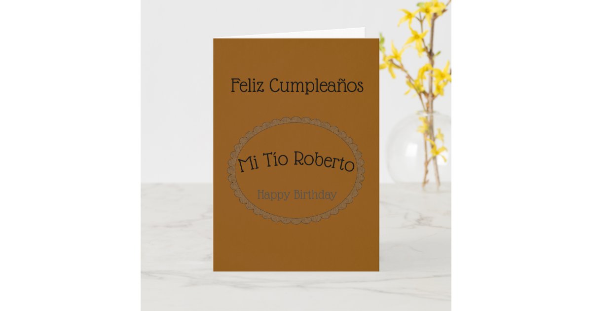 Dignified Spanish Happy Birthday Uncle Card | Zazzle