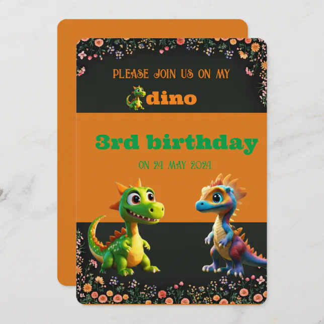 dinasaur cute birthday invitation | Zazzle
