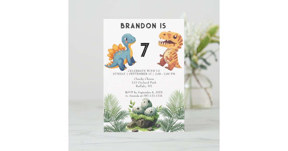 Dinasaur Kid's Birthday Party Invitation | Zazzle