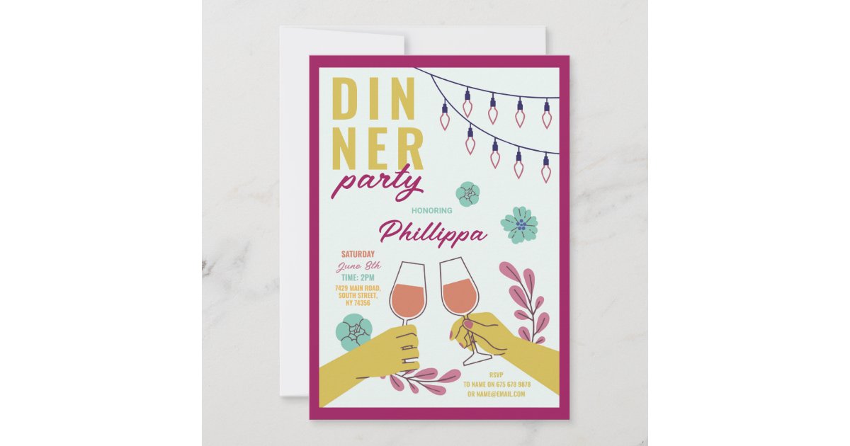 Dinner Party Friends Birthday Wine Tasting Lunch Invitation | Zazzle