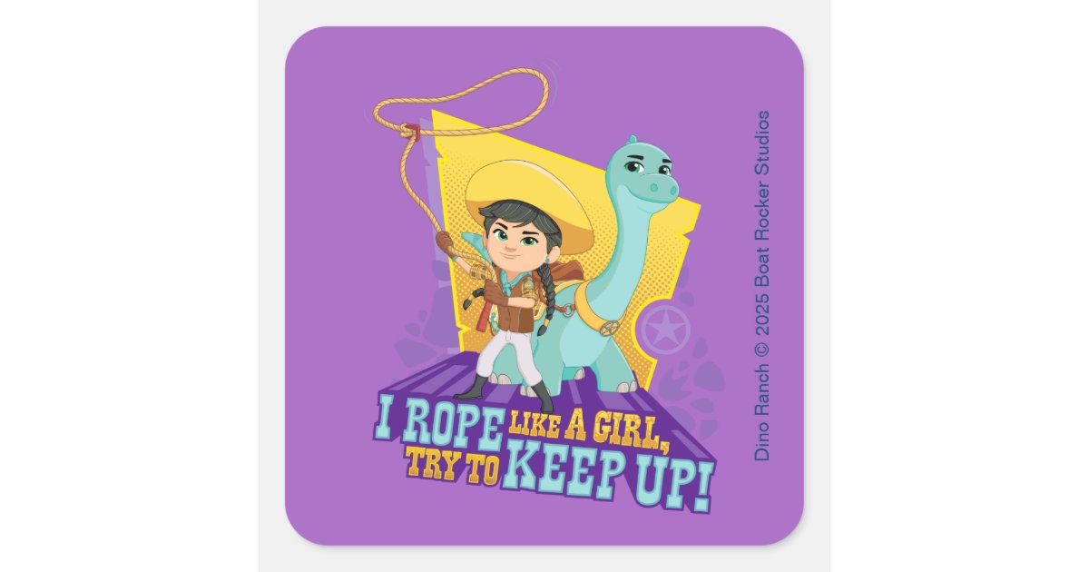 Dino Ranch | Min and Clover Square Sticker | Zazzle